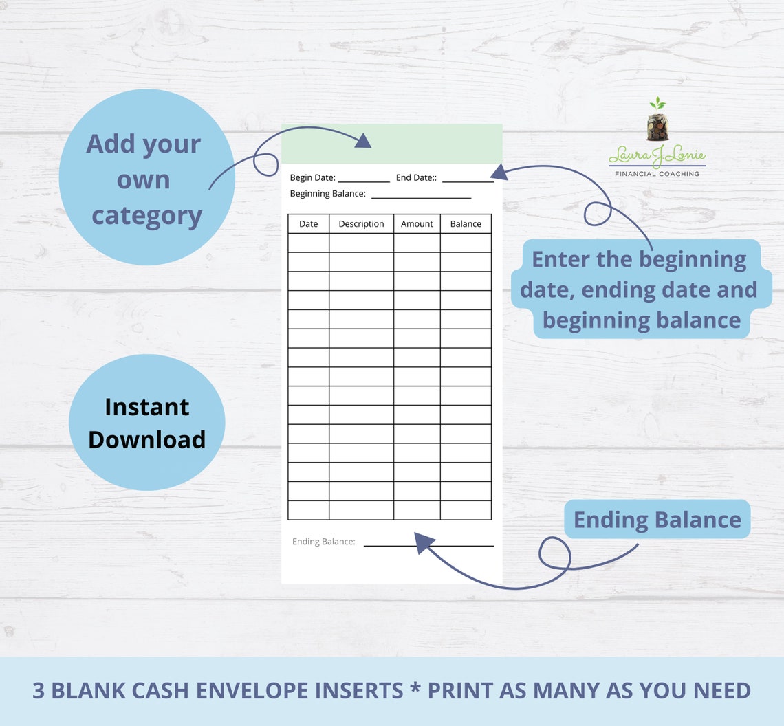 72 Cash Envelope Inserts Cash Envelope Tracker Cash Tracker - Etsy