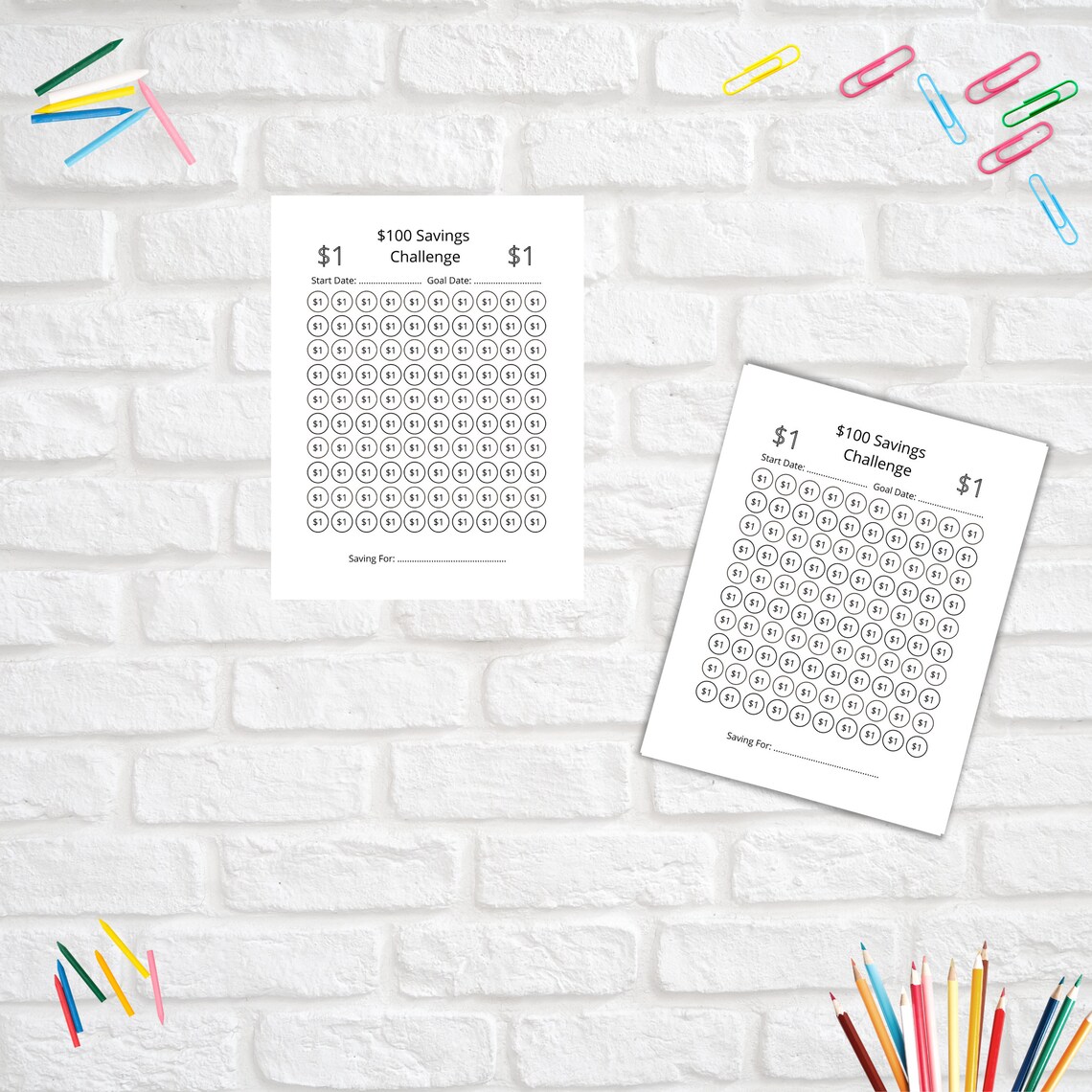 1 Dollar Money Savings Bundle Printable Saving Challenge - Etsy