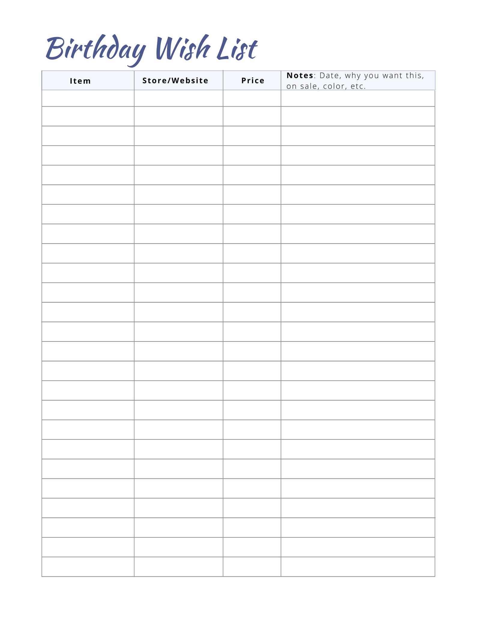 Printable Wish List Bundle, Digital Birthday Wish Lists, Christmas ...