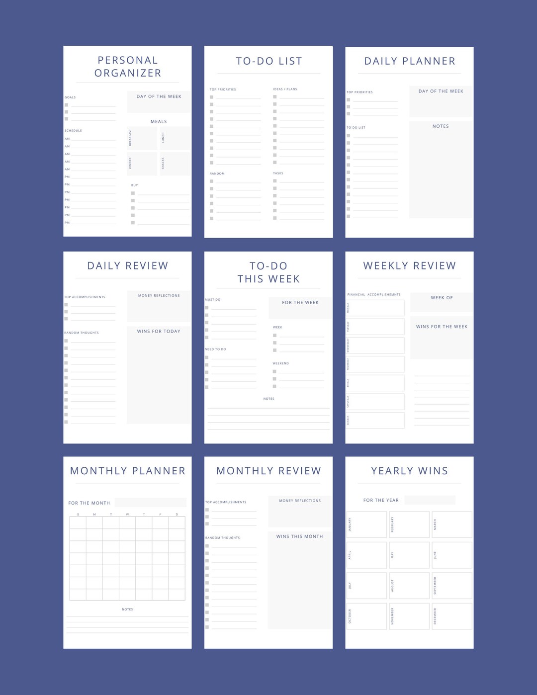 Daily Planner, Weekly Planner, Monthly Planner, To-do List Printable ...