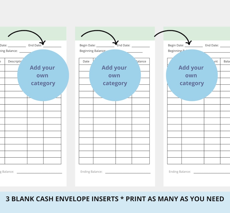 72 Cash Envelope Inserts, Cash Envelope Tracker, Cash Tracker Printable ...