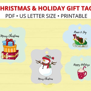 Merry Christmas Gift Tags Printable, Happy Holidays Printable Gift Tags ...