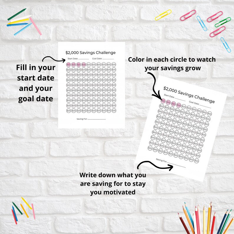 2k Savings Challenge Printable, 20 Dollar Challenge, 2k Savings Tracker ...