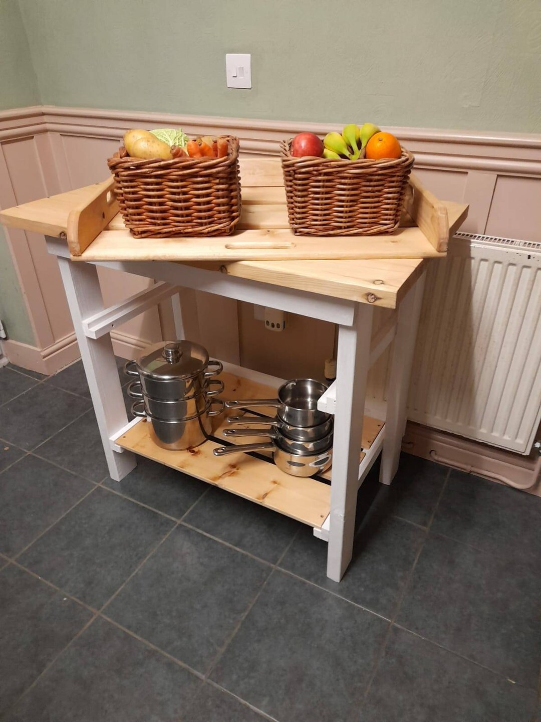 Handmade Rustic Farmhouse Kitchen Island: Butcher Block Breakfast Bar ...