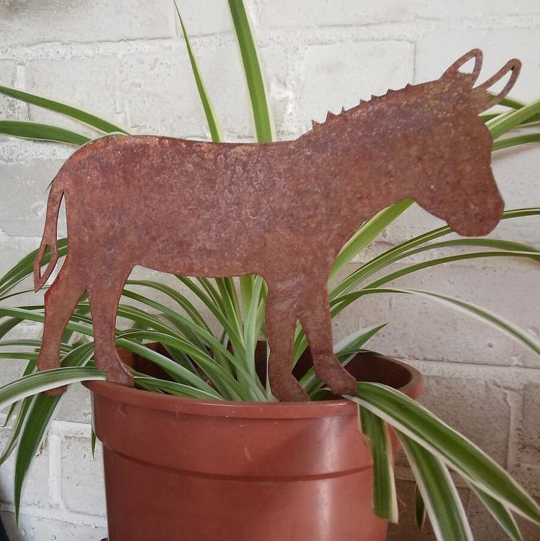 Rusty Metal Donkey for Your Garden / Window Box / Planter - Etsy