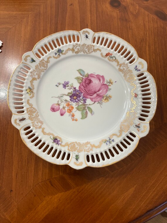 Vintage Reticulated Plate Made in Germany Gold Edge Lovely - Etsy