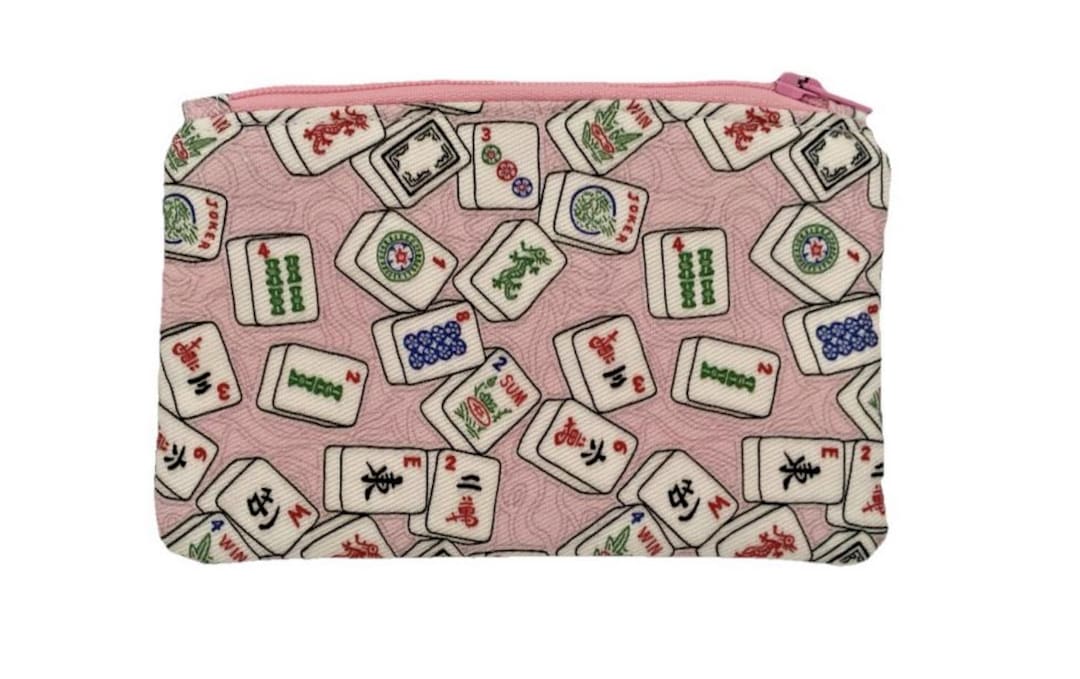 Mahjong Coin Pouch - Mah Jong Tiles on Pink Background - Etsy