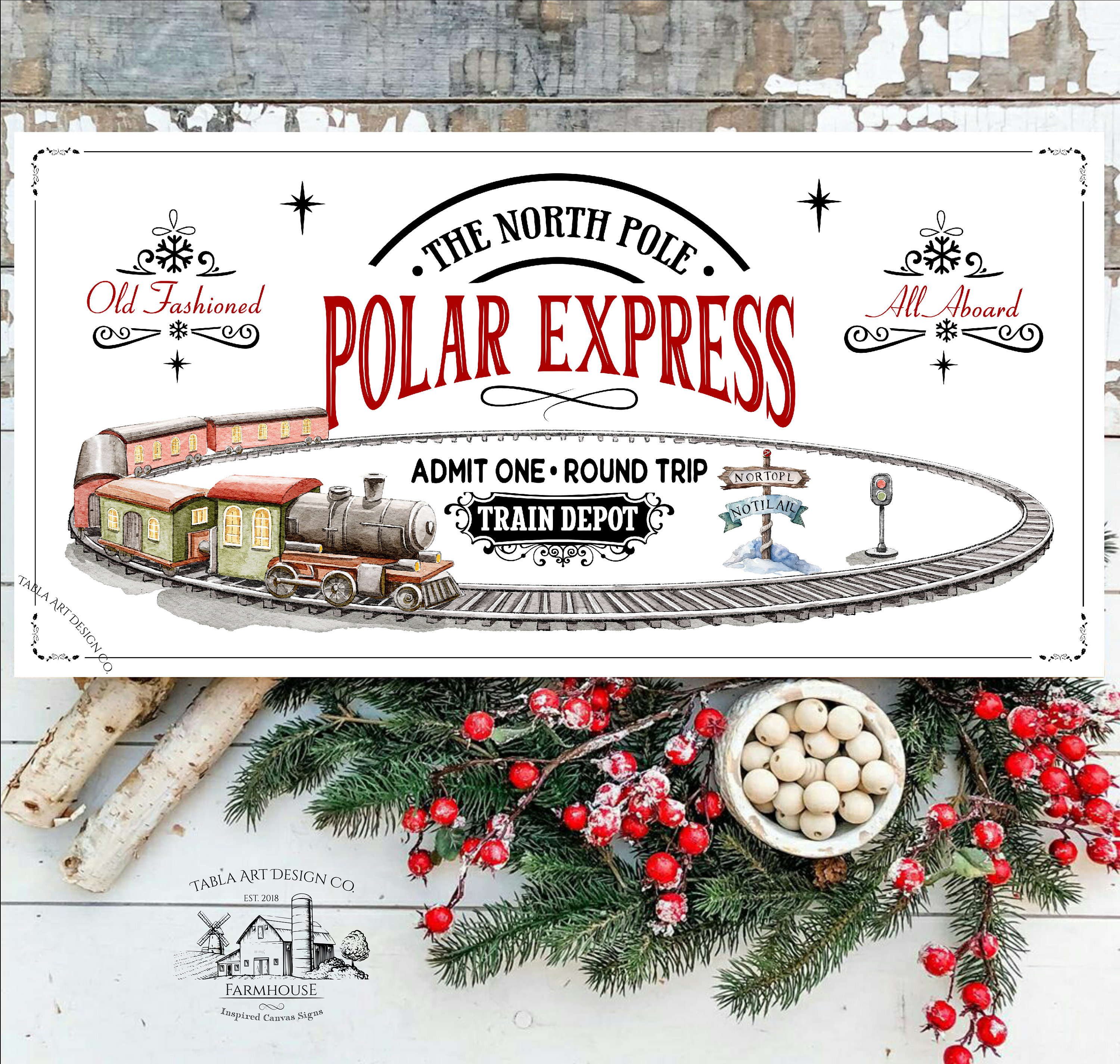 The North Pole Polar Express Canvas Sign Christmas Gift Idea - Etsy