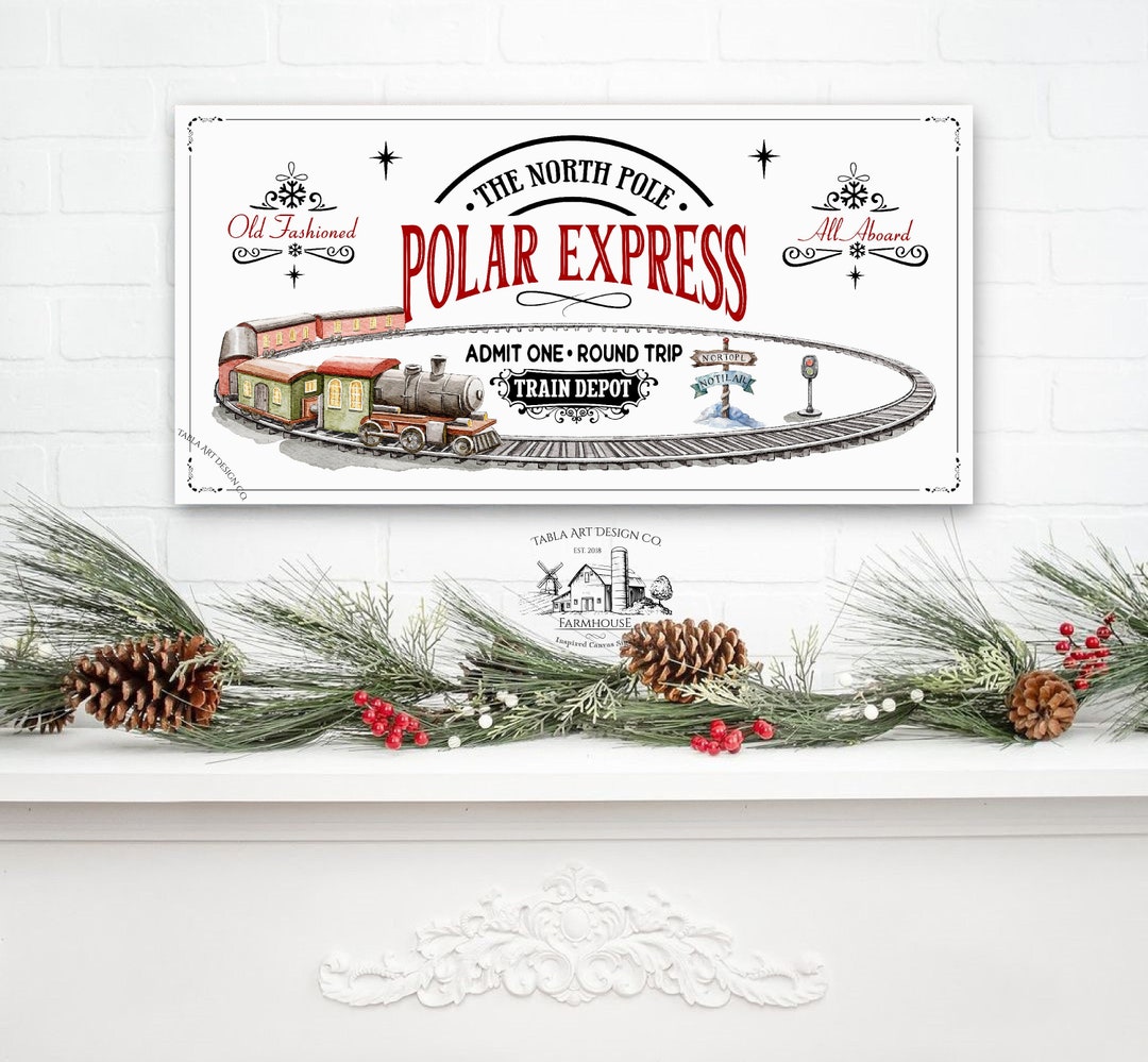 The North Pole Polar Express Canvas Sign Christmas Gift Idea - Etsy
