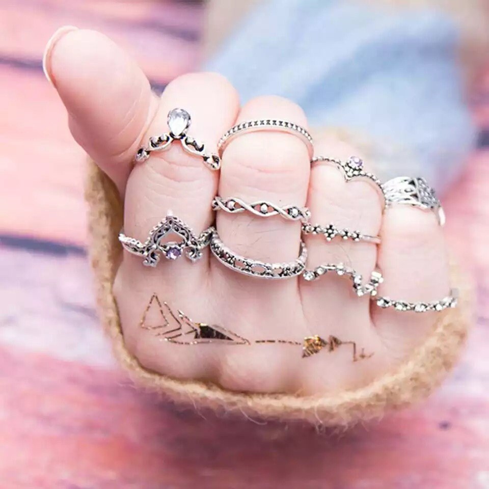 Ring Set for Women Dainty Ring Set Silver Boho Ring Set - Etsy Israel