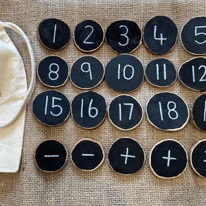 Numbers 1 to 20 on Wooden Log Slices With Symbols|chalkboard Logs|maths ...