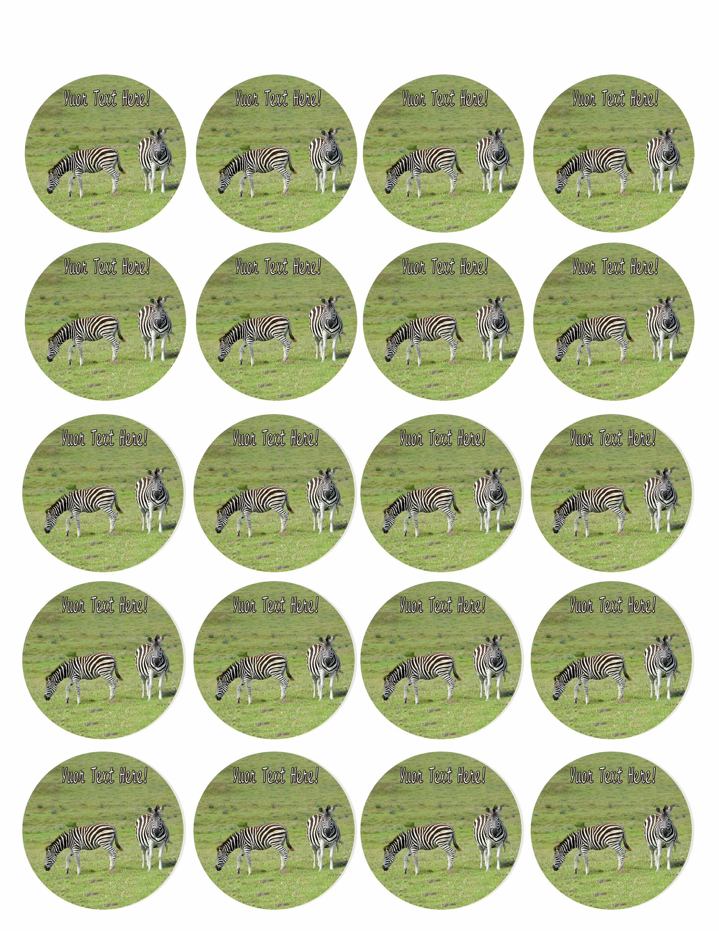 Zebra Edible Cake or Cupcake Topper | Etsy