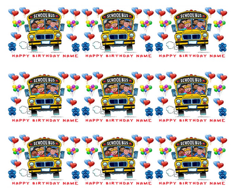 School Bus - Edible Cake or Cupcake Topper - Etsy