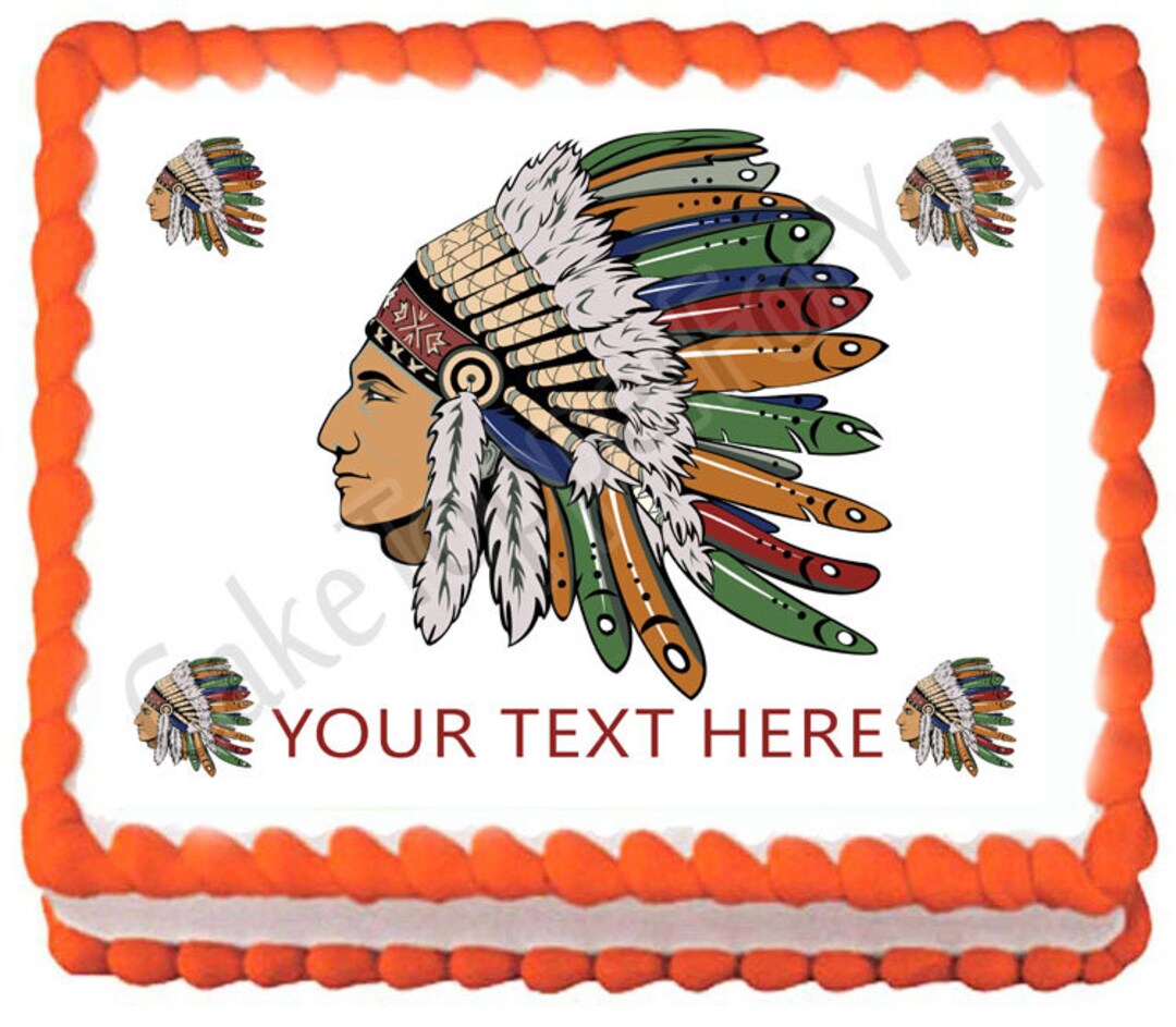 Chief With Indian Headdress - Edible Cake or Cupcake Topper - Etsy
