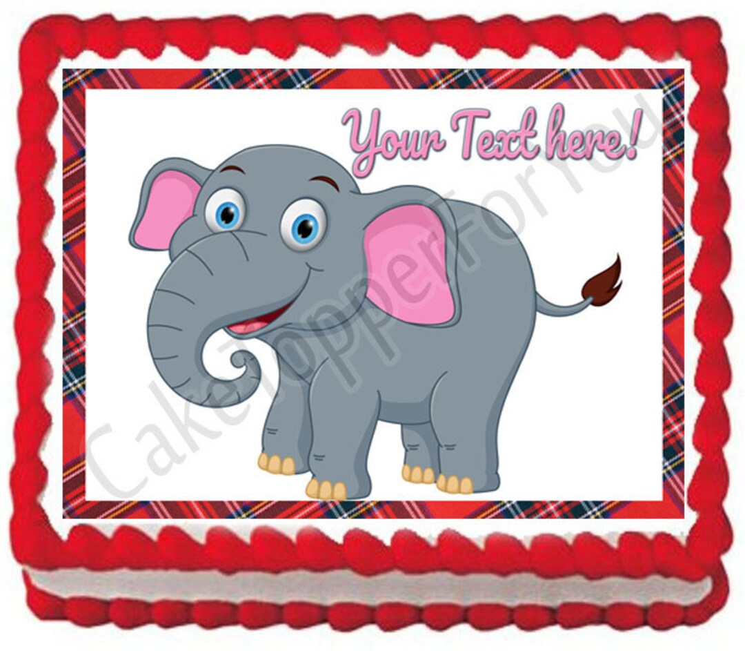 Happy Elephant - Edible Cake or Cupcake Topper - Etsy