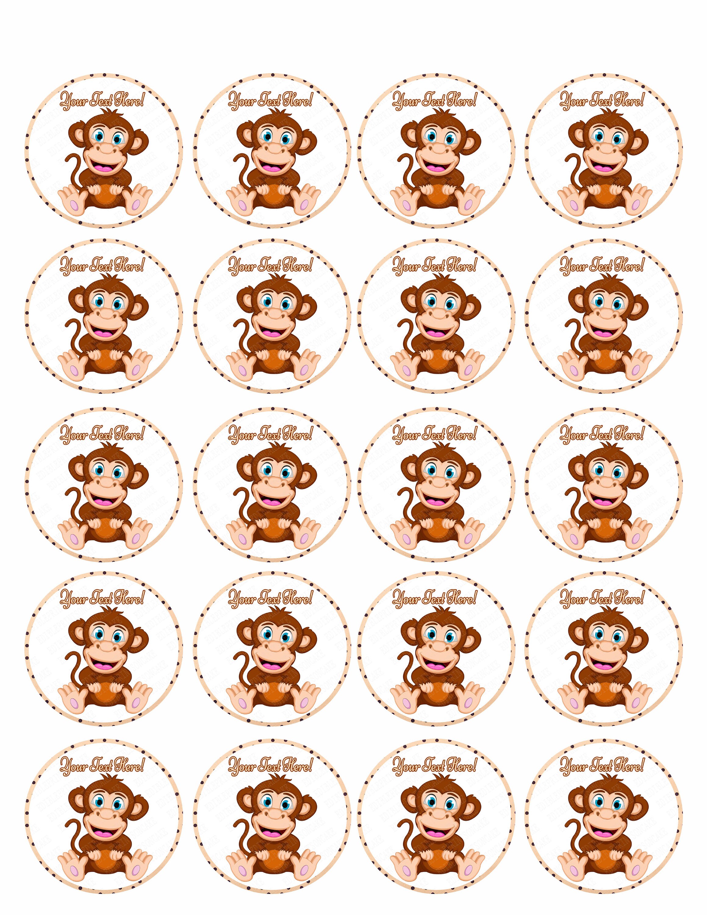 Cute Baby Monkey Edible Cake or Cupcake Topper | Etsy