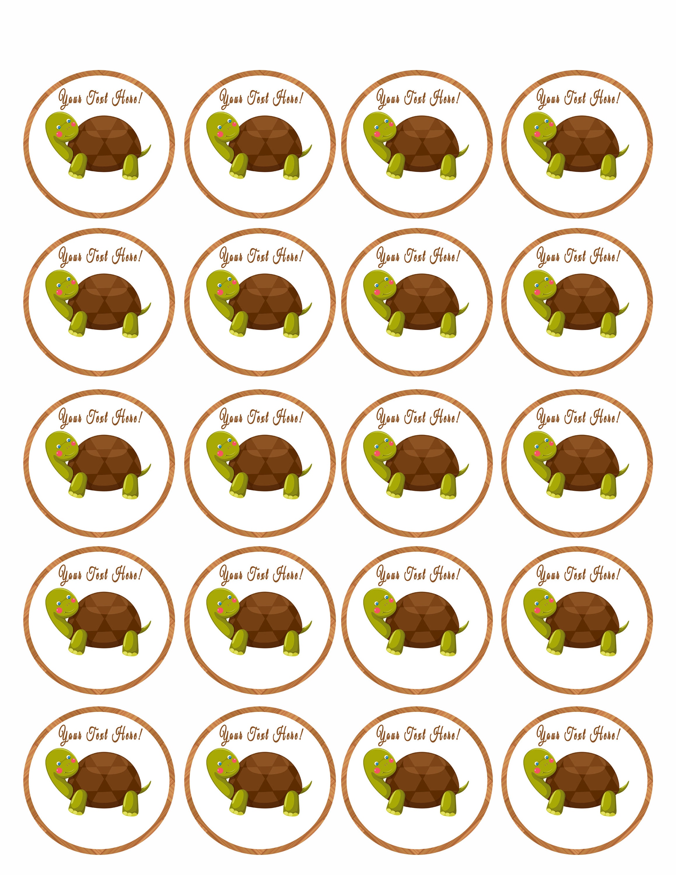 Cute Turtle - Edible Cake or Cupcake Topper - Etsy