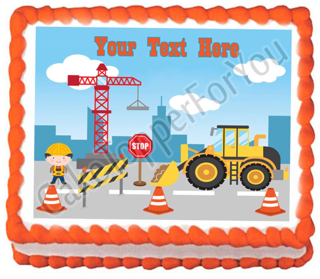 Construction - Edible Cake or Cupcake Topper - Etsy