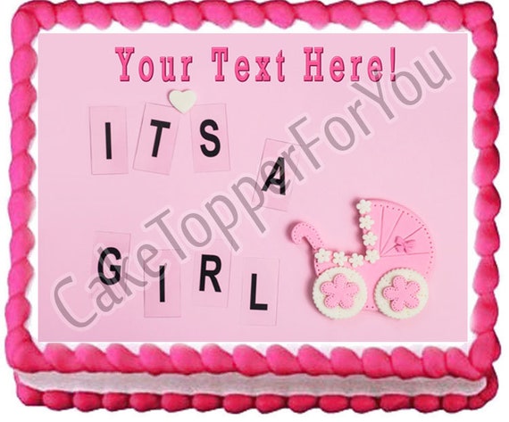 Its a Girl Pink Newborn Baby Shower Edible Cake or Cupcake | Etsy