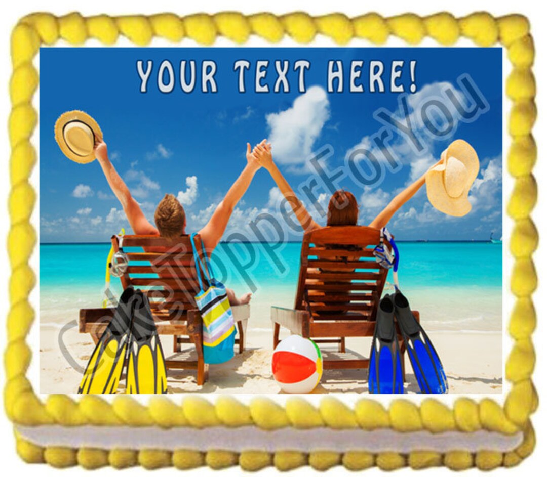 Happy Family Vacation at Paradise - Edible Cake or Cupcake Topper - Etsy