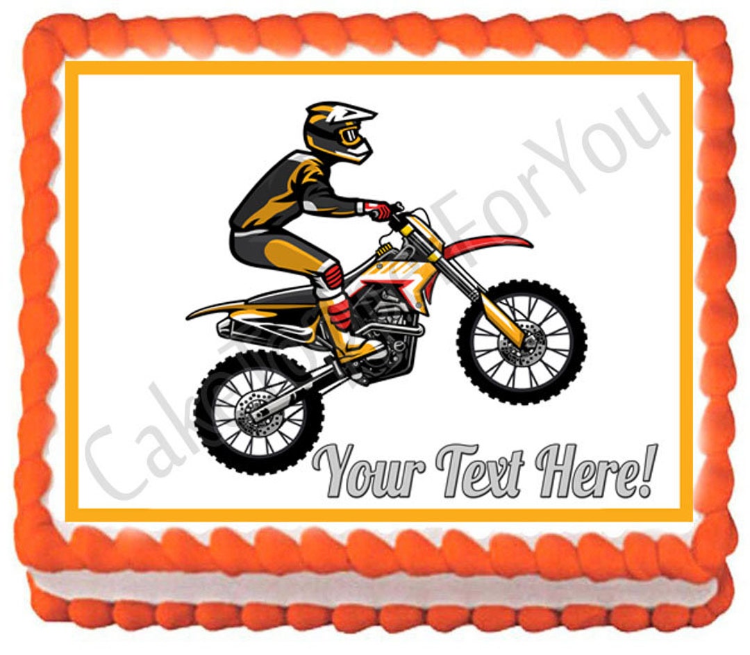 Motocross Rider Jumping - Edible Cake or Cupcake Topper - Etsy