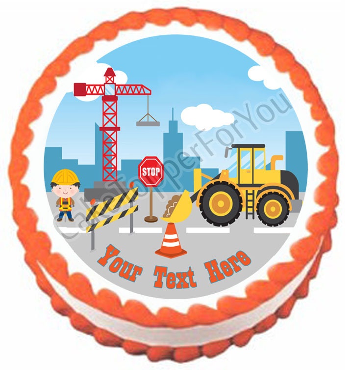 Construction - Edible Cake or Cupcake Topper - Etsy