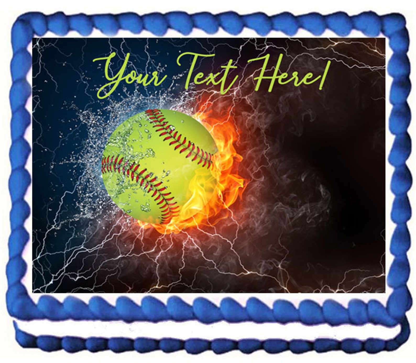 Baseball Ball in Fire and Water - Edible Cake or Cupcake Topper - Etsy