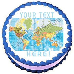 Detailed World Map - Edible Cake or Cupcake Topper - Etsy