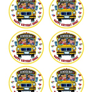School Bus - Edible Cake or Cupcake Topper - Etsy