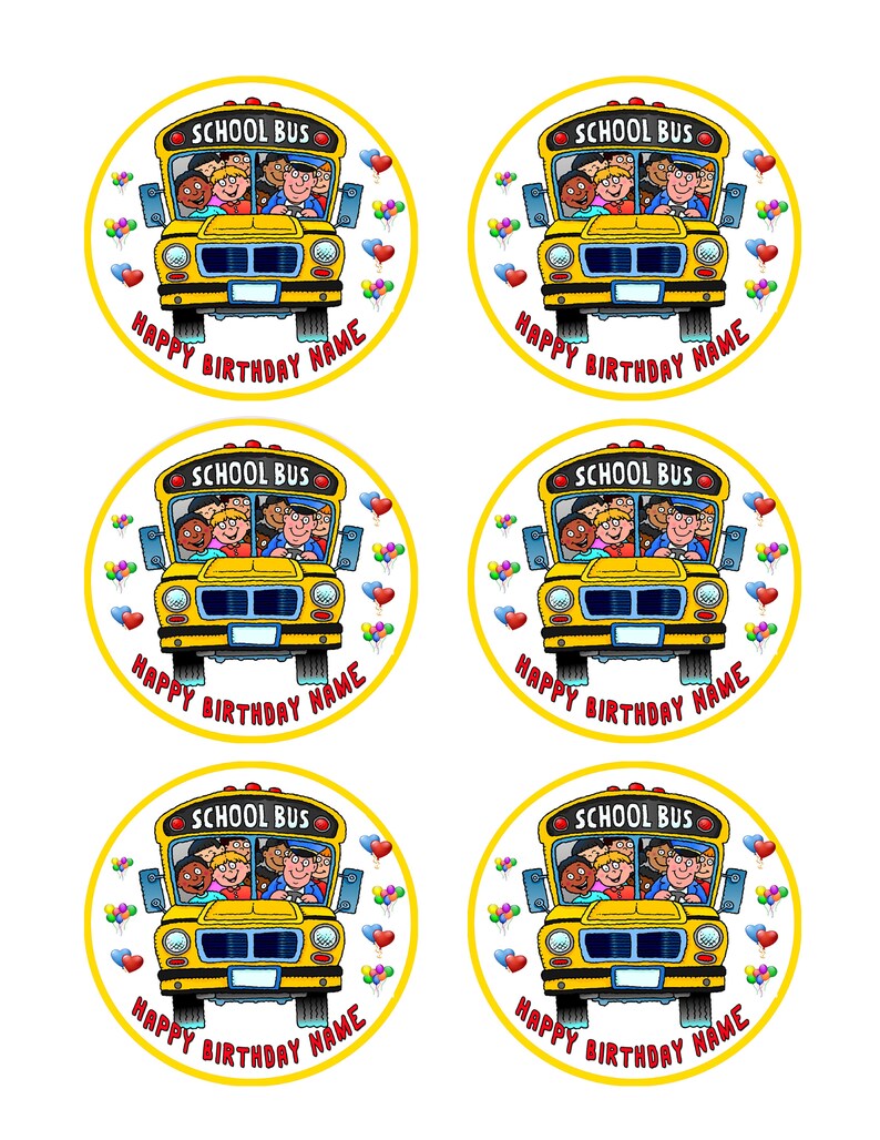 School Bus Edible Cake or Cupcake Topper | Etsy