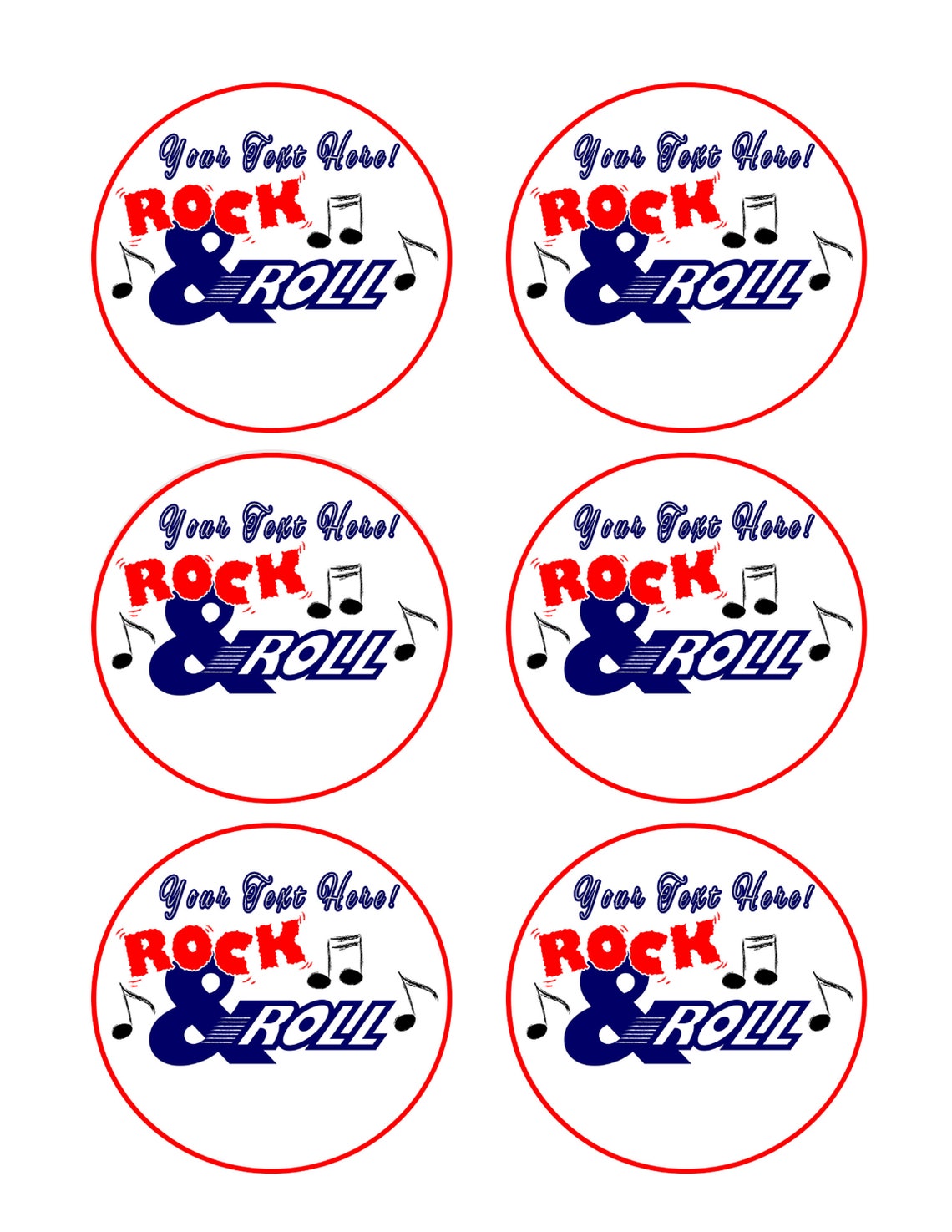 Rock & Roll - Edible Cake or Cupcake Topper - Etsy