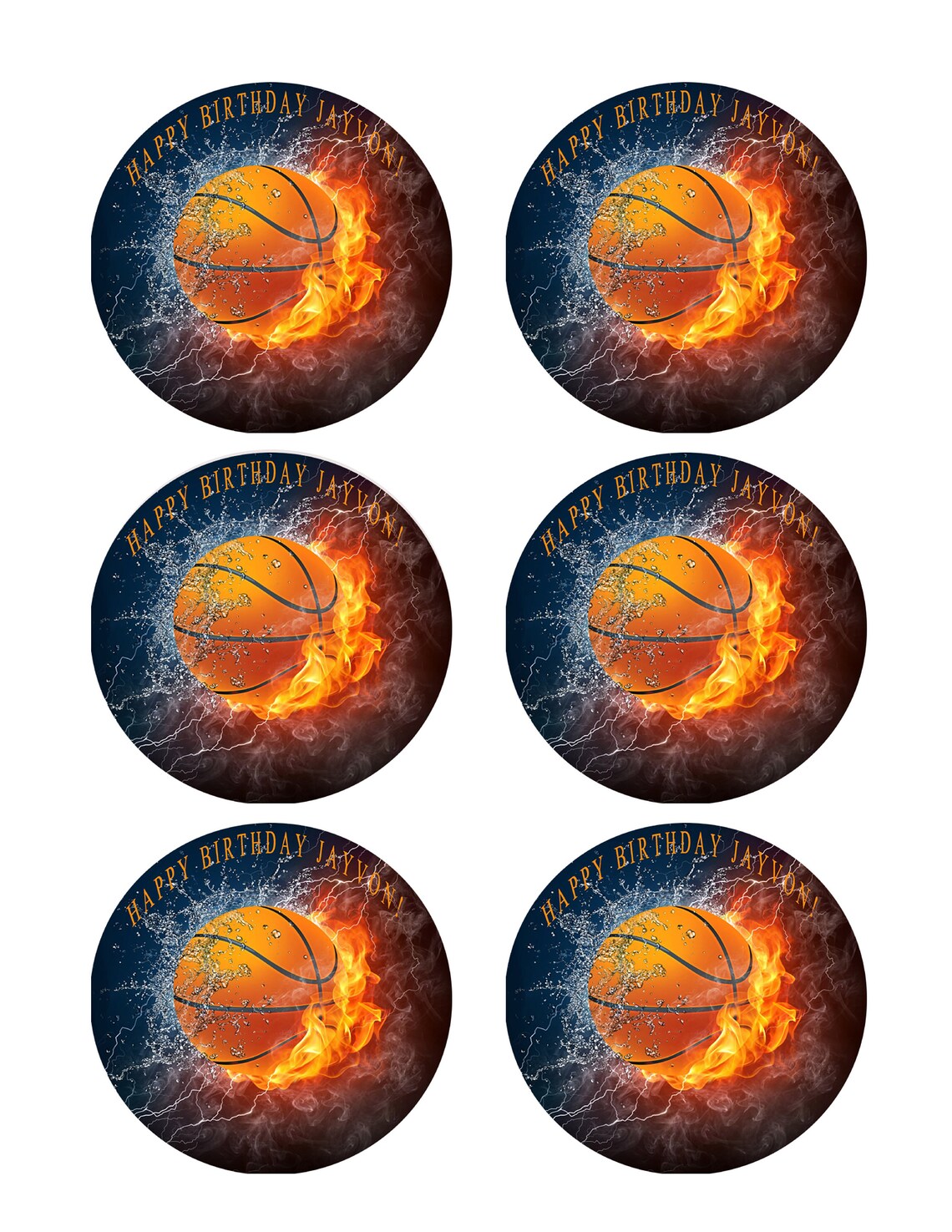 Basketball Fire - Edible Cake or Cupcake Topper - Etsy