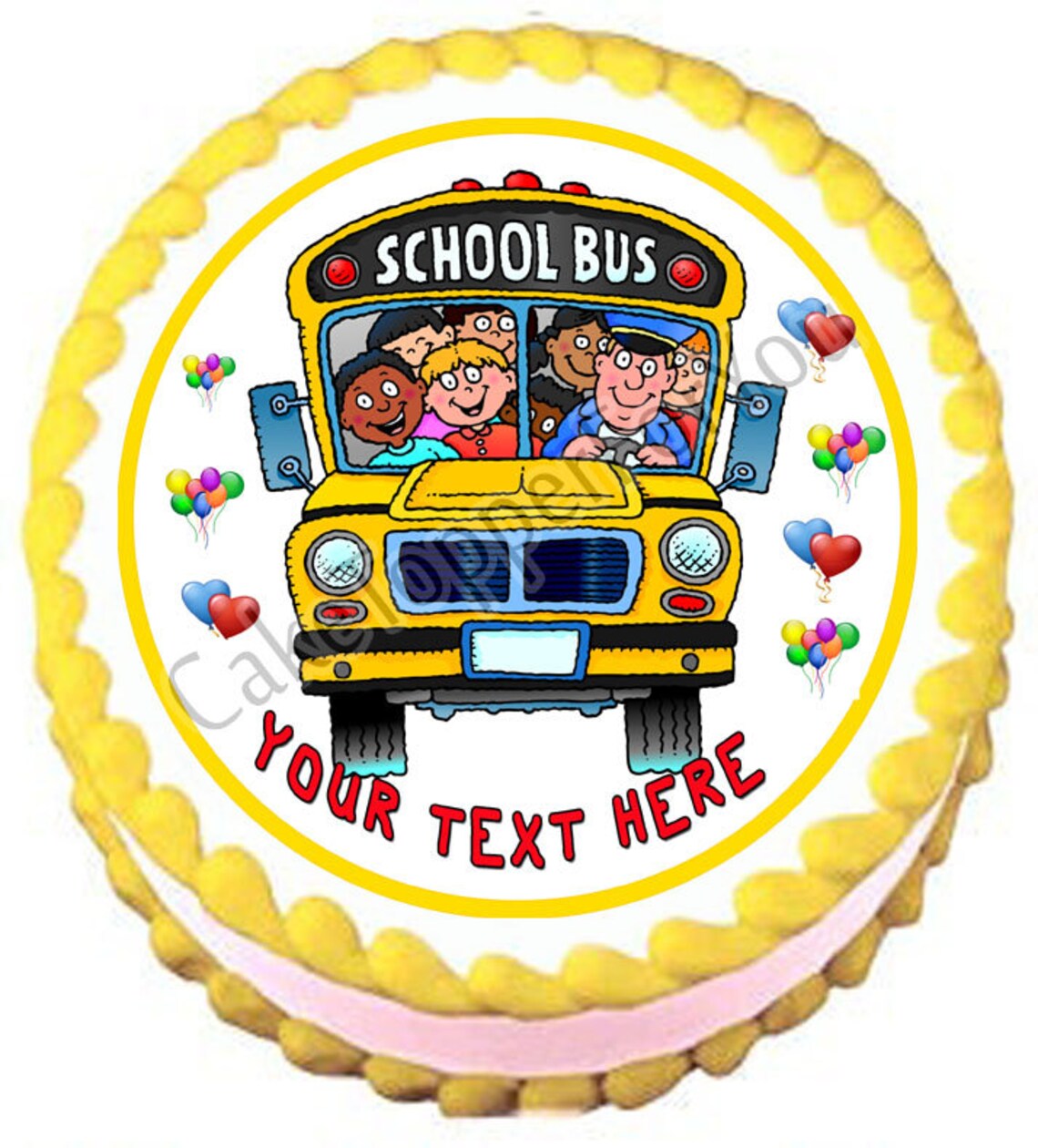 School Bus - Edible Cake or Cupcake Topper - Etsy