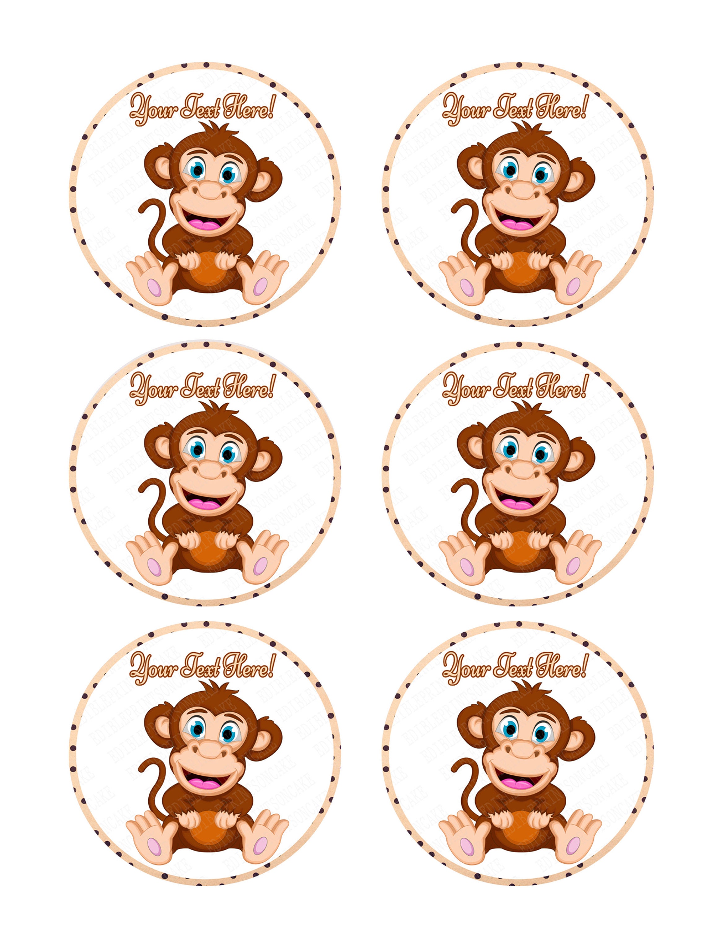 Cute Baby Monkey Edible Cake or Cupcake Topper | Etsy