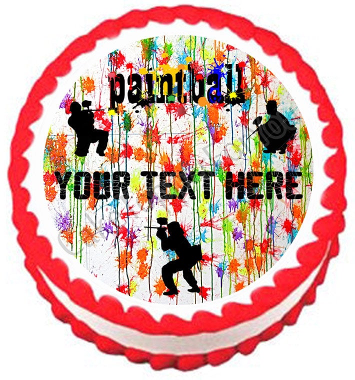 PAINTBALL Splatter Laser Tag Paint Party - Edible Cake or Cupcake ...