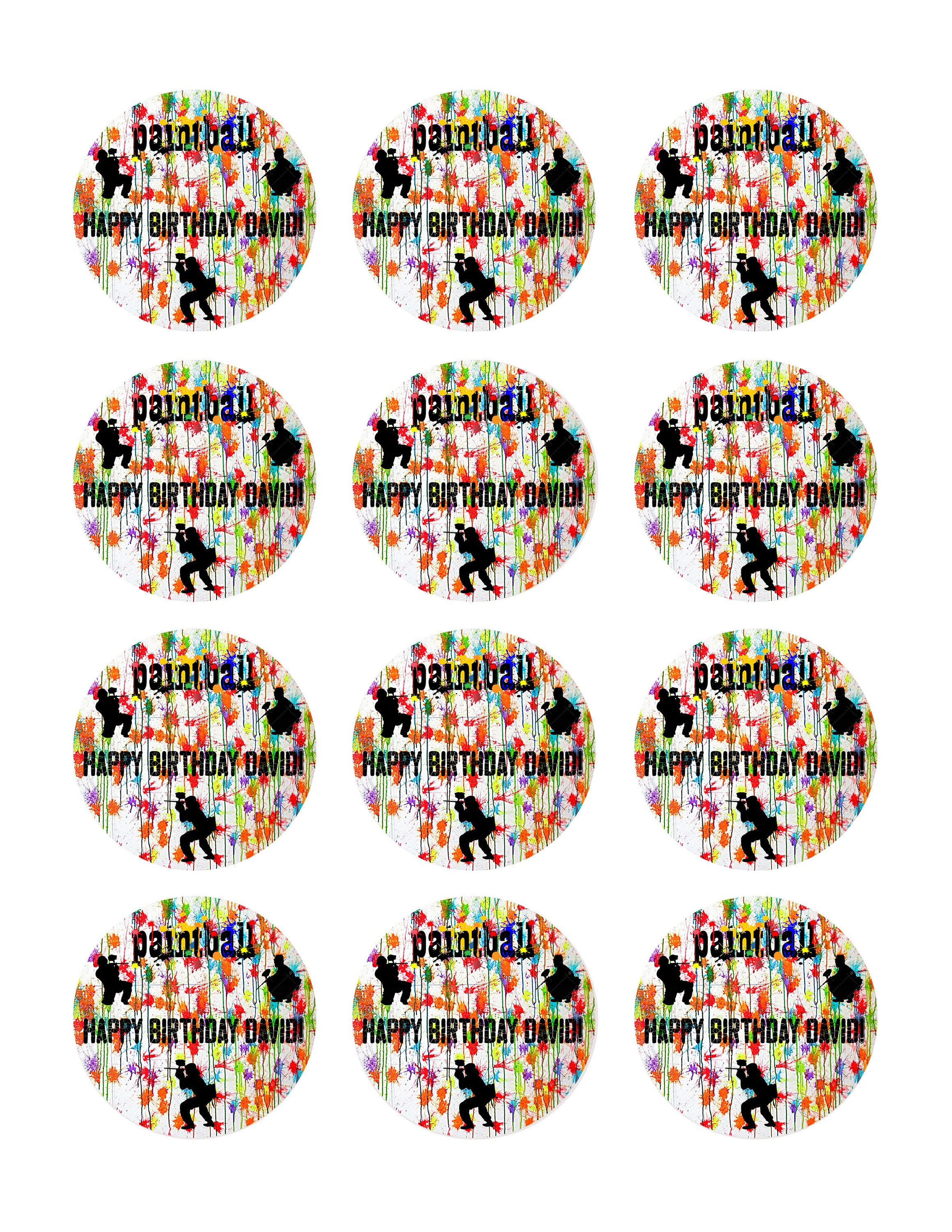 PAINTBALL Splatter Laser Tag Paint Party - Edible Cake or Cupcake ...