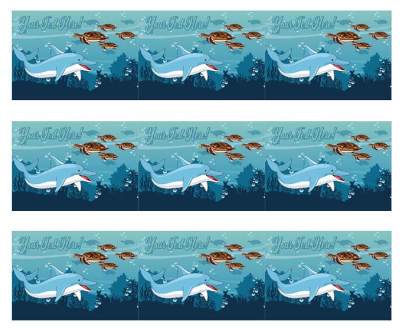 Sea With Dolphin and Turtles - Edible Cake or Cupcake Topper - Etsy