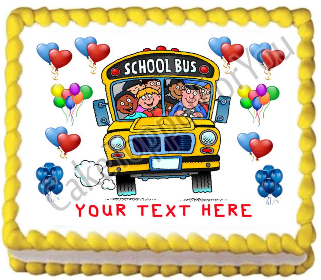 School Bus - Edible Cake or Cupcake Topper - Etsy
