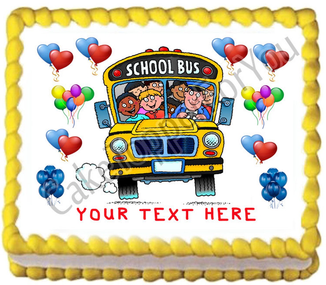 School Bus - Edible Cake or Cupcake Topper - Etsy