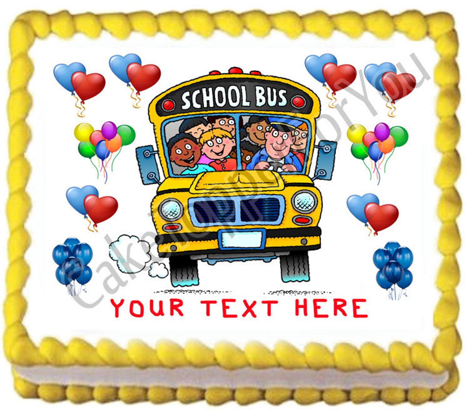 School Bus Edible Cake or Cupcake Topper - Etsy