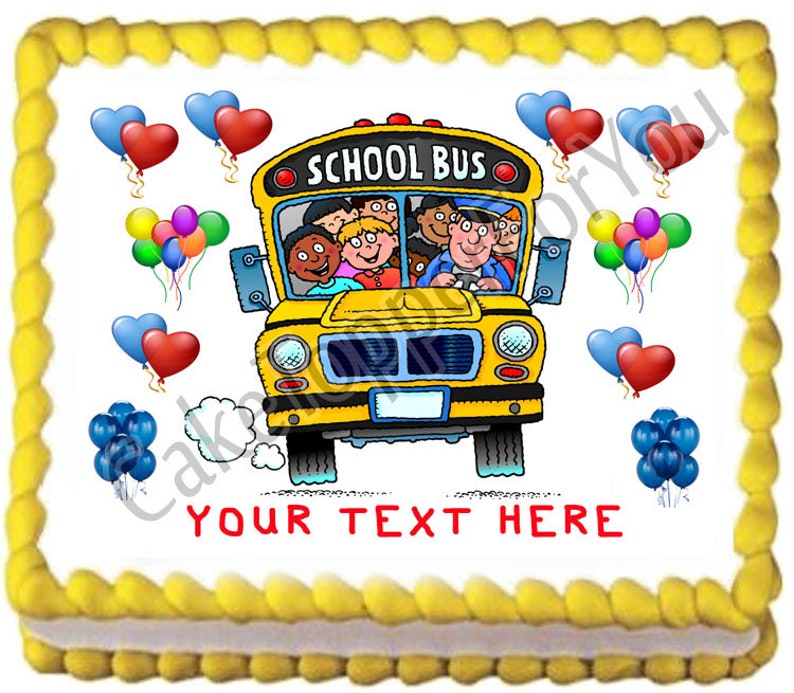 School Bus - Edible Cake or Cupcake Topper - Etsy