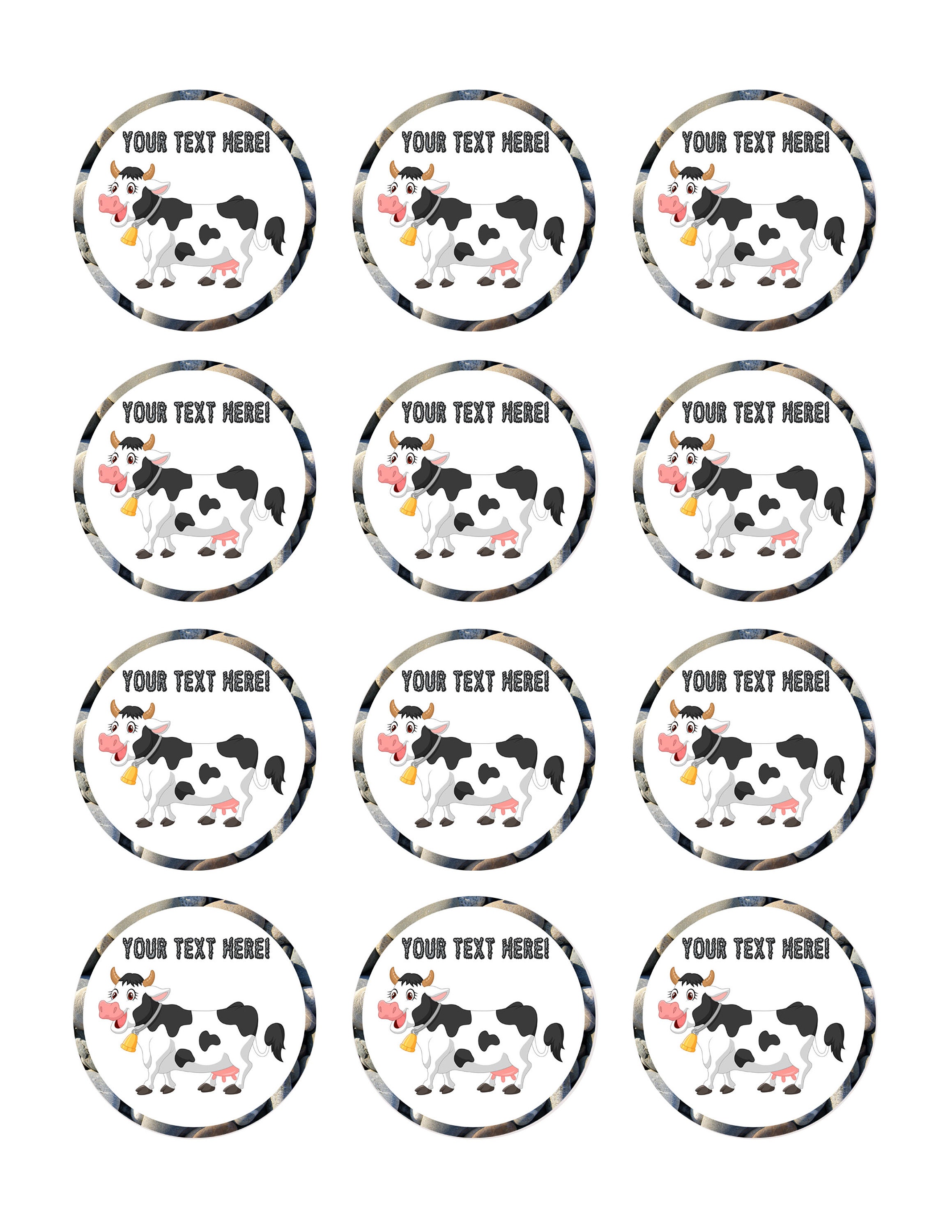 Happy Cow Edible Cake or Cupcake Topper | Etsy