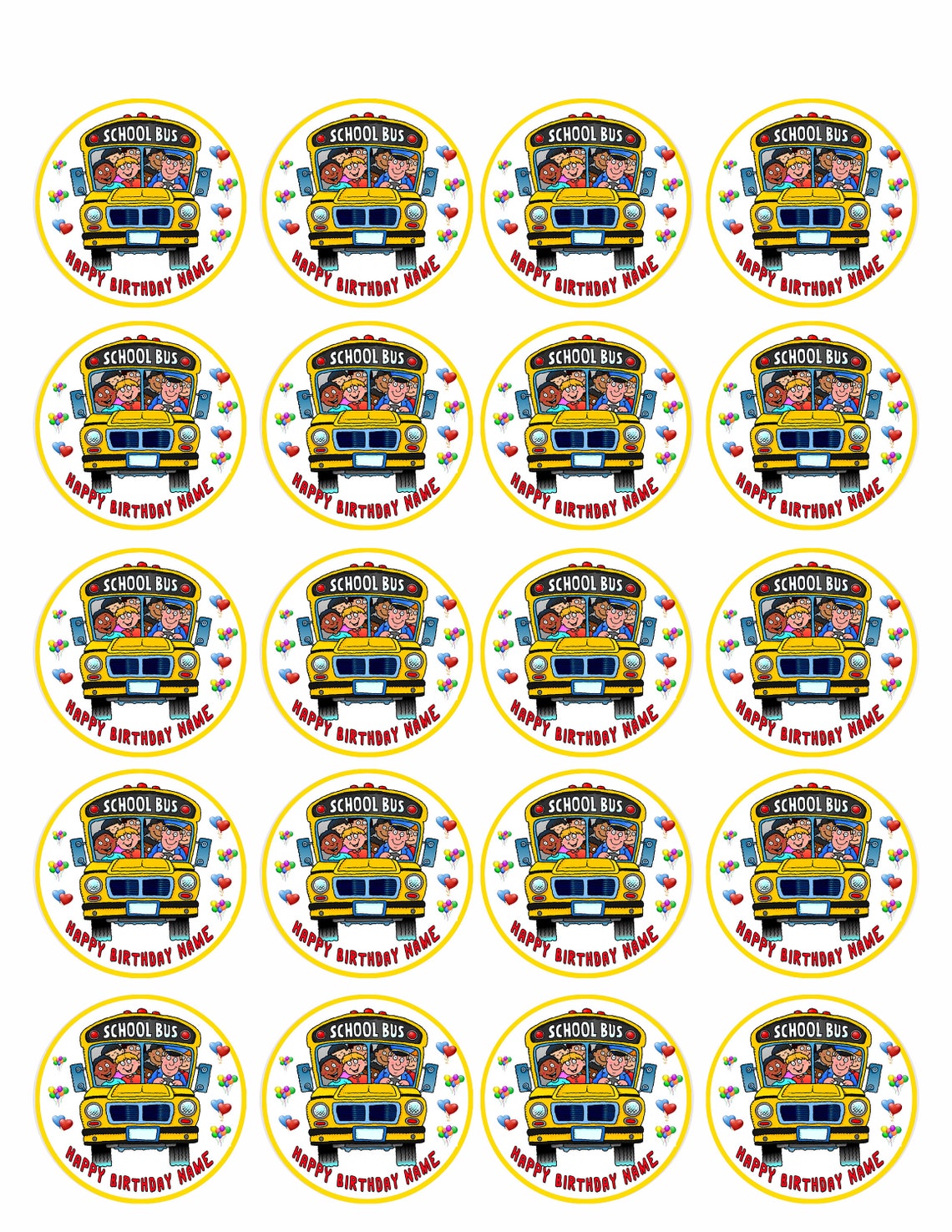 School Bus - Edible Cake or Cupcake Topper - Etsy