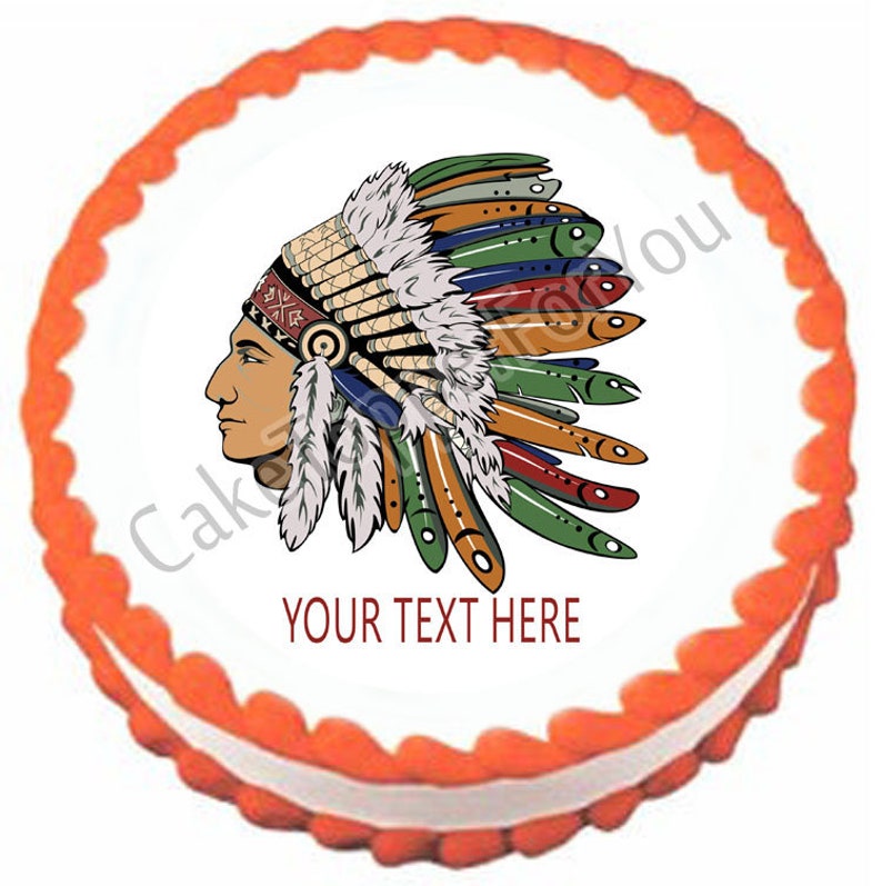 Chief With Indian Headdress Edible Cake or Cupcake Topper | Etsy