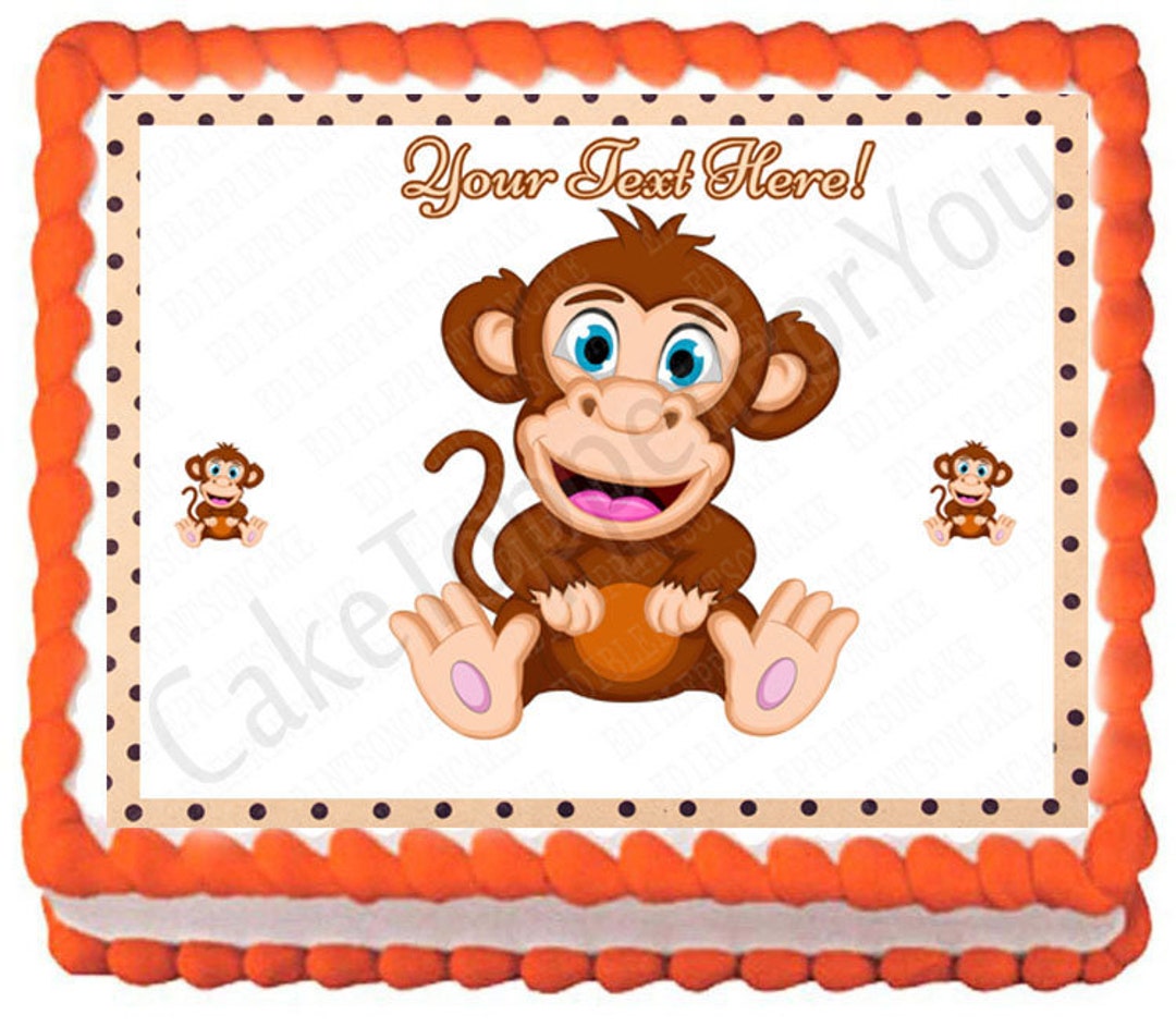 Cute Baby Monkey - Edible Cake or Cupcake Topper - Etsy