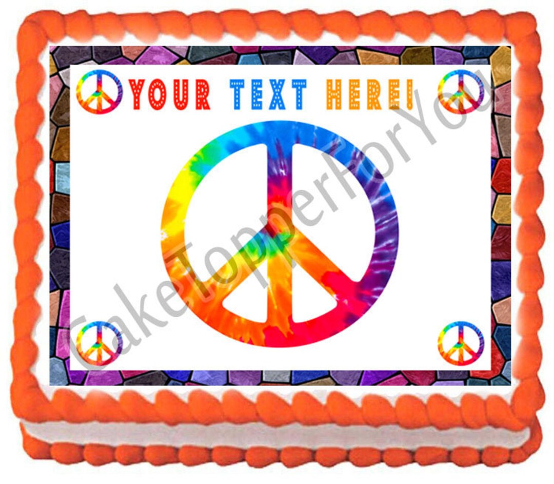 Peace Sign - Edible Cake or Cupcake Topper - Etsy