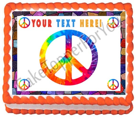 Peace Sign Edible Cake or Cupcake Topper | Etsy