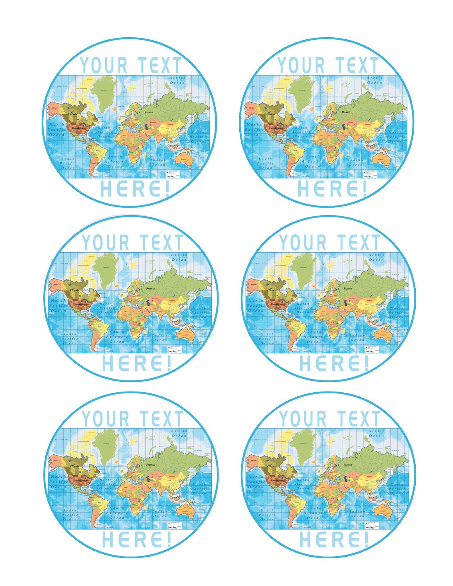 Detailed World Map - Edible Cake or Cupcake Topper - Etsy