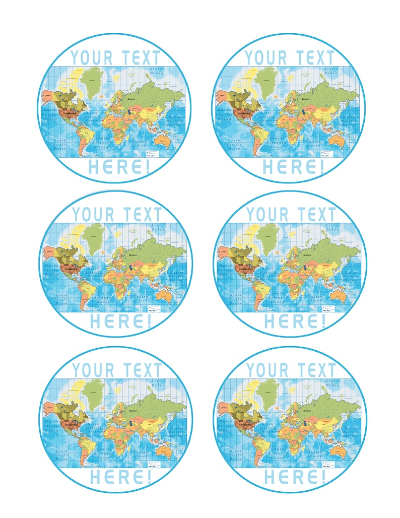 Detailed World Map - Edible Cake or Cupcake Topper - Etsy
