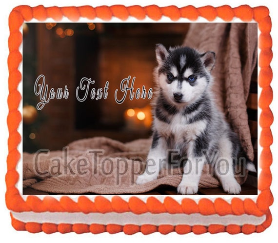 Husky Puppy Edible Cake or Cupcake Topper - Etsy
